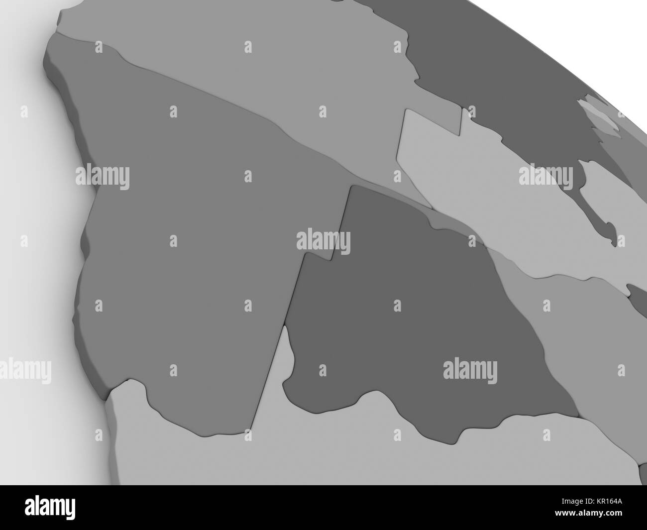 Namibia and Botswana on grey 3D map Stock Photo - Alamy