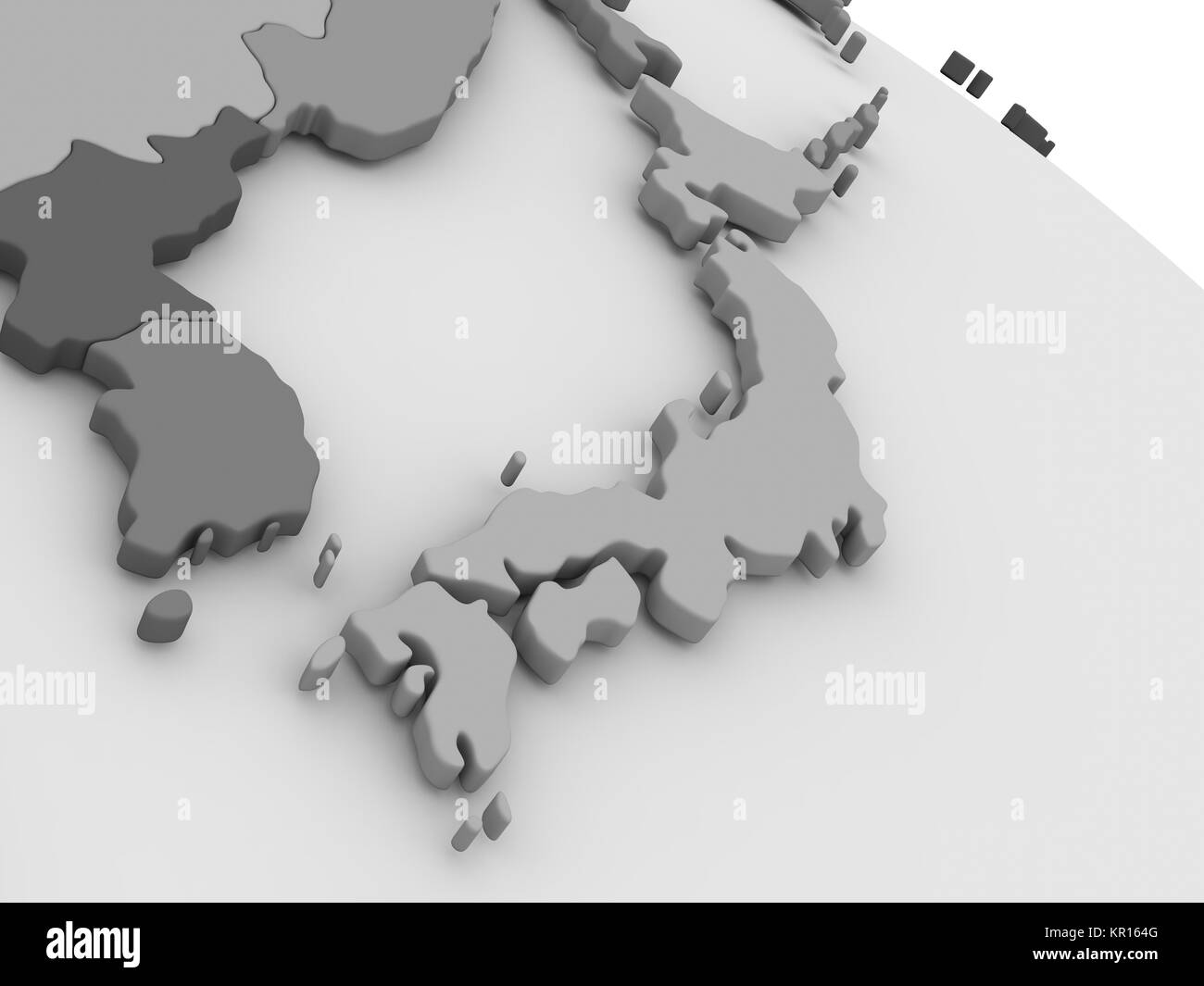 Japan on grey 3D map Stock Photo - Alamy