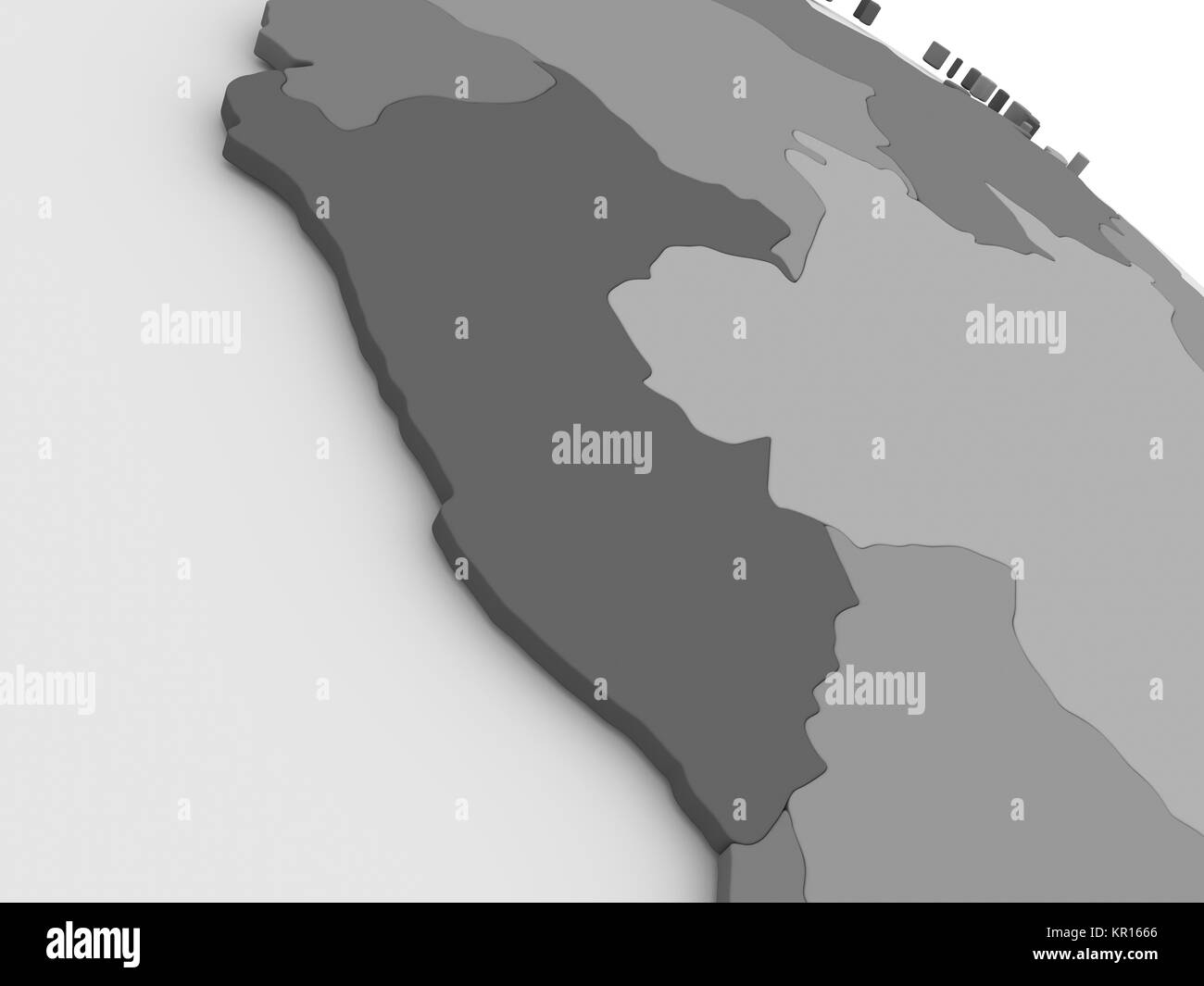 Peru on grey 3D map Stock Photo - Alamy
