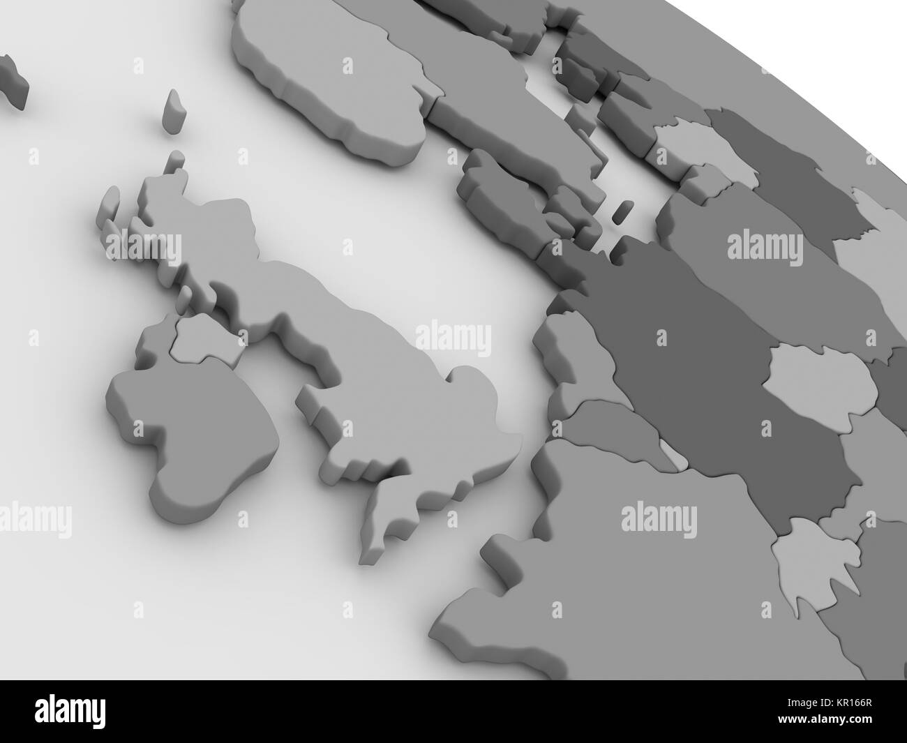 Map of britain and ireland grey Black and White Stock Photos & Images ...