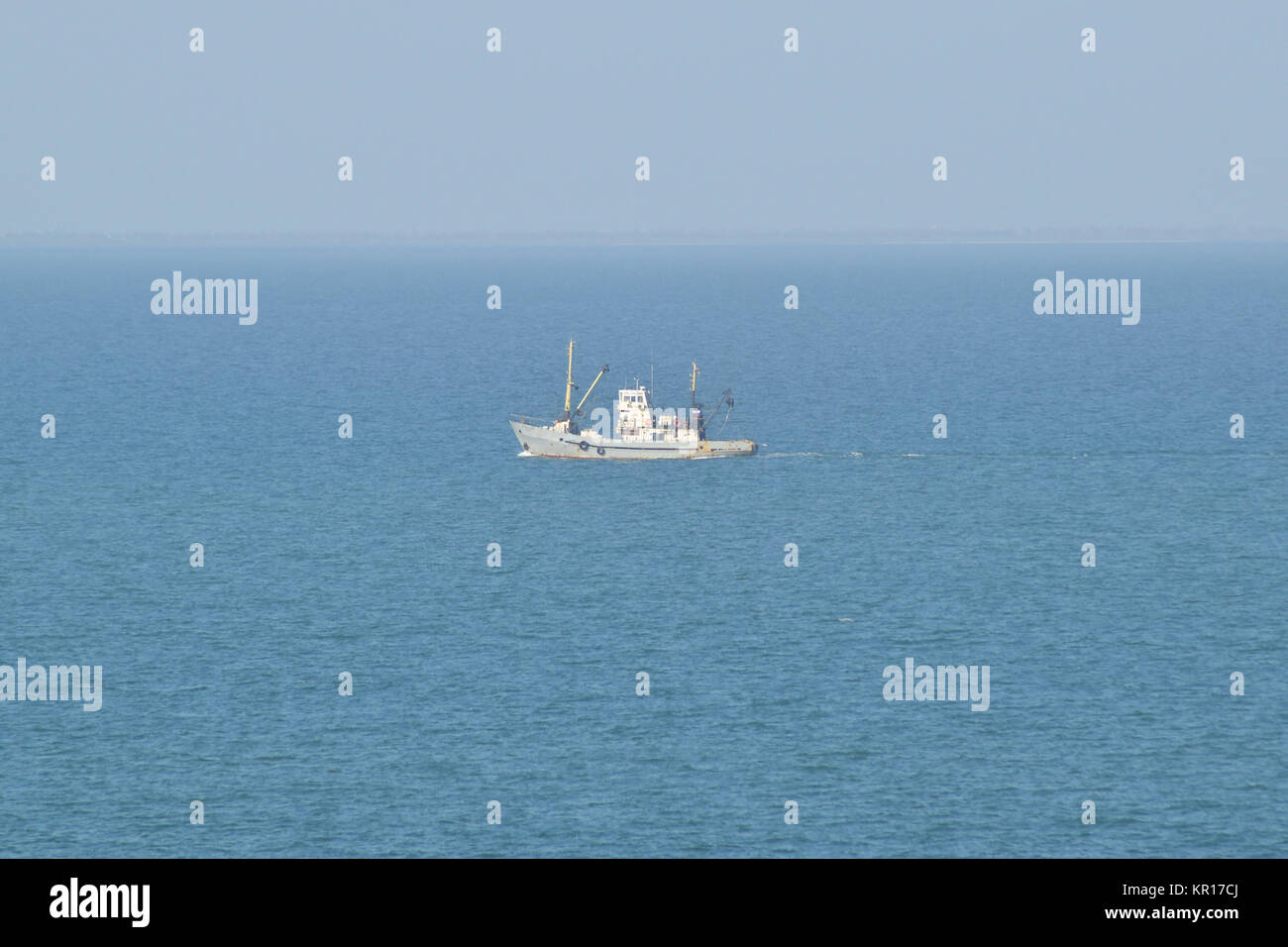 Little old ship in the sea Stock Photo - Alamy