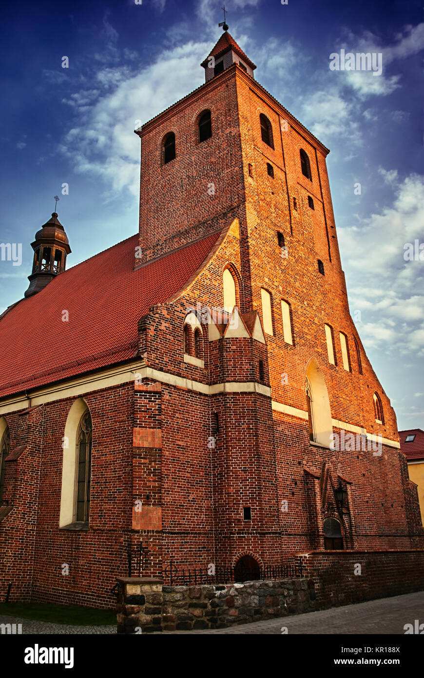 gothic medieval Catholic Church with belfry of in Grudziadz Stock Photo ... gothic medieval Catholic Church with belfry of in Grudziadz Stock Photo ...