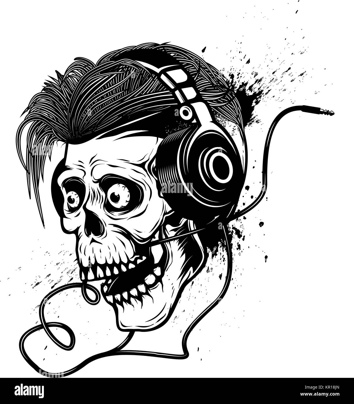 Drawing Style Illustration Zombie Skull Stock Photos & Drawing Style ...