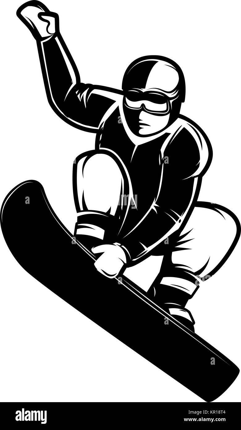 Snowboarder illustration isolated on white background. Design element ...