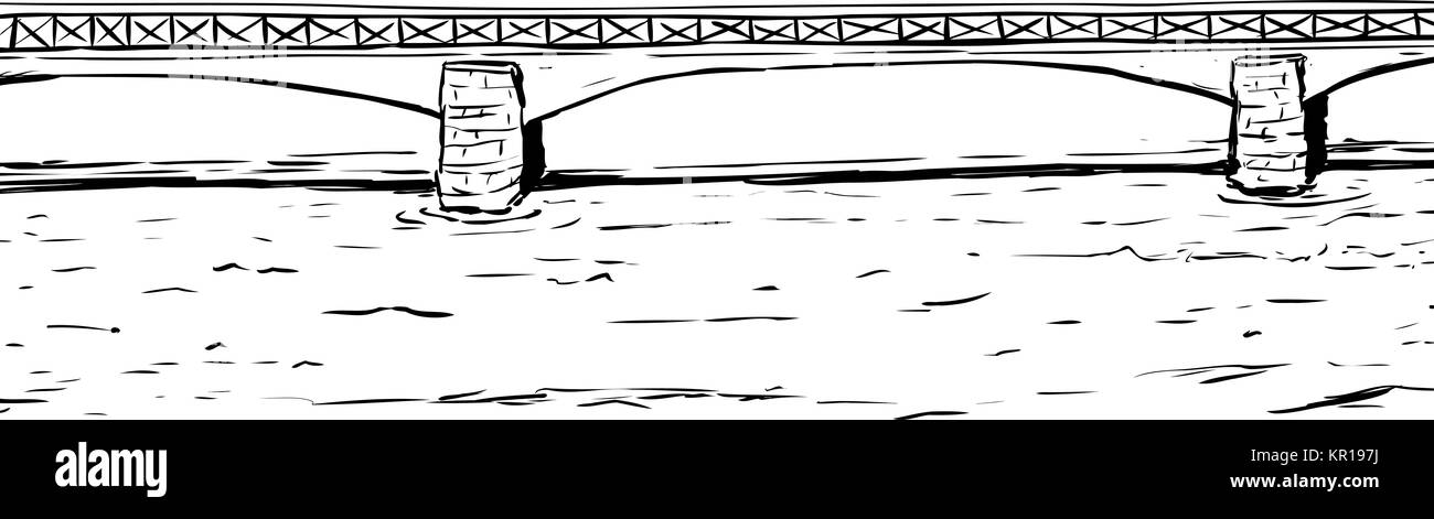 Outline Empty Bridge Over Water Stock Photo - Alamy