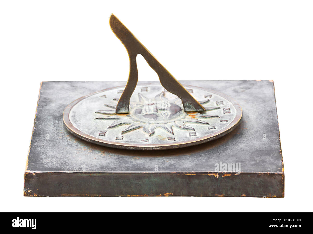 Sundial on white background Stock Photo - Alamy