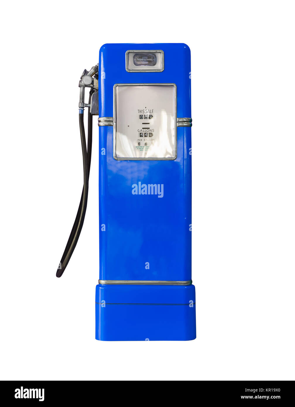Vintage blue fuel pump on white Stock Photo - Alamy