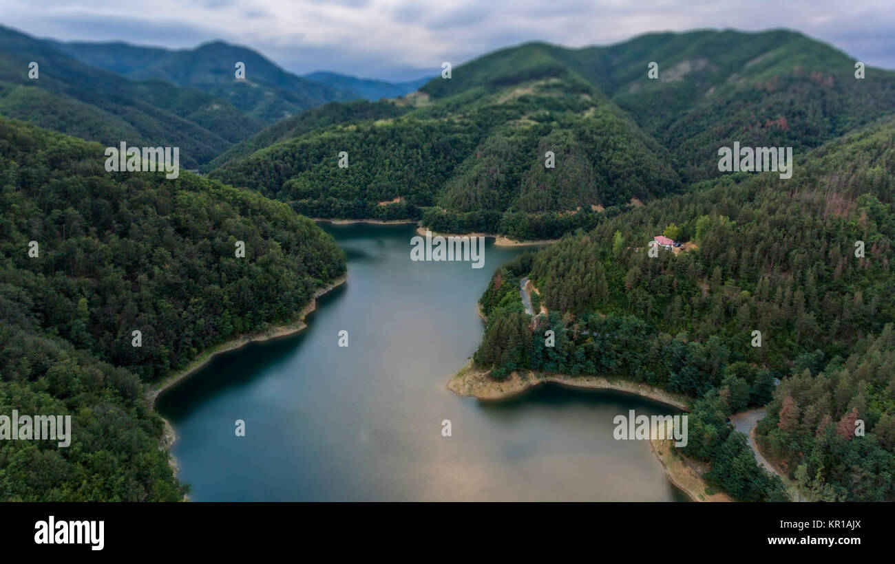 lake in the mountain bird eye view Stock Photo - Alamy