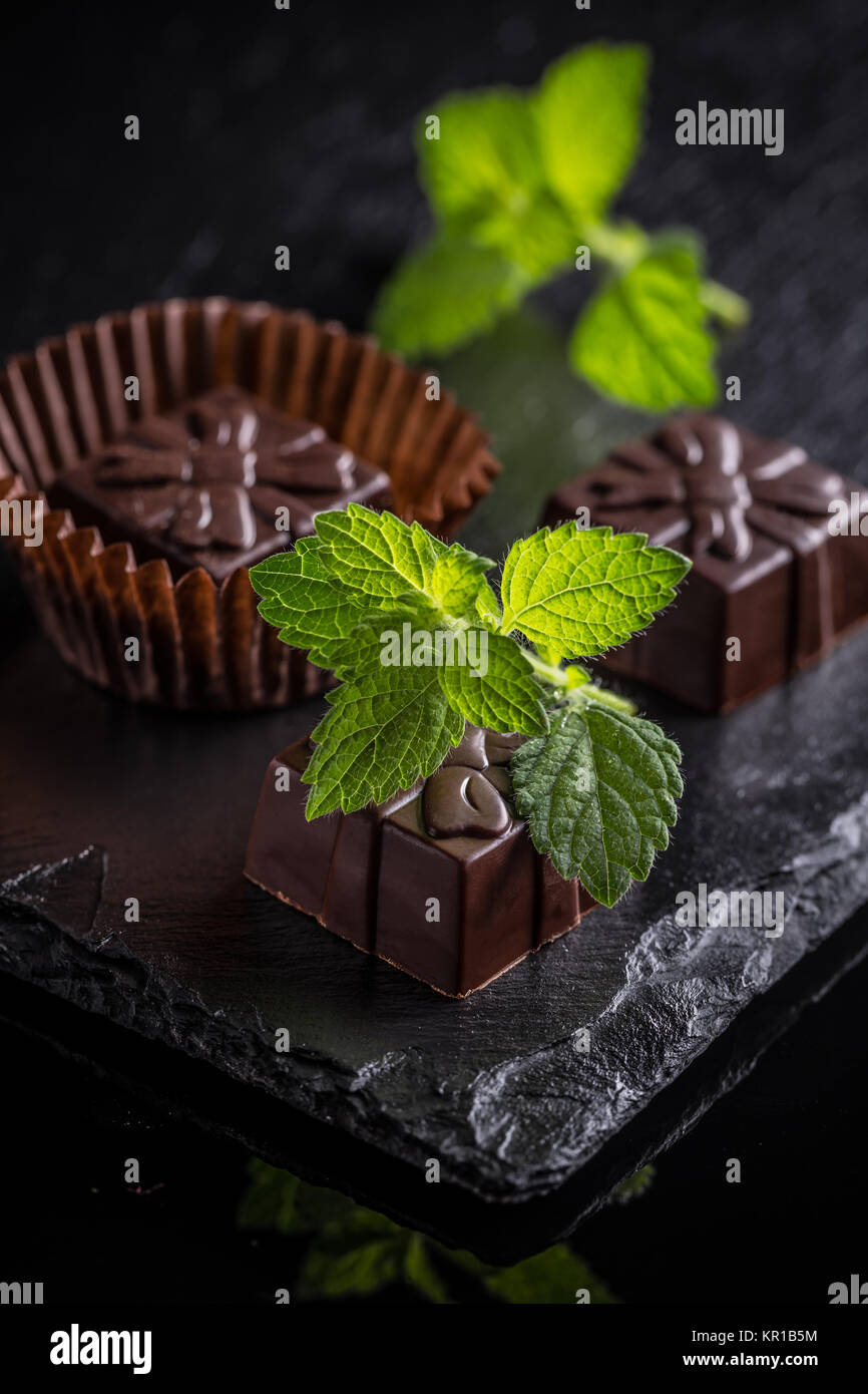 Chocolate praline candy Stock Photo - Alamy