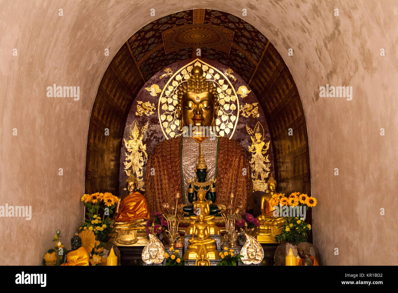 Buddha beautiful Enshrined in ancient Buddhist temple Stock Photo - Alamy