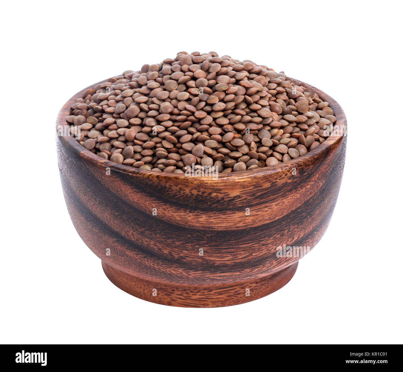 Lentils in wooden bowl isolated on white background Stock Photo - Alamy