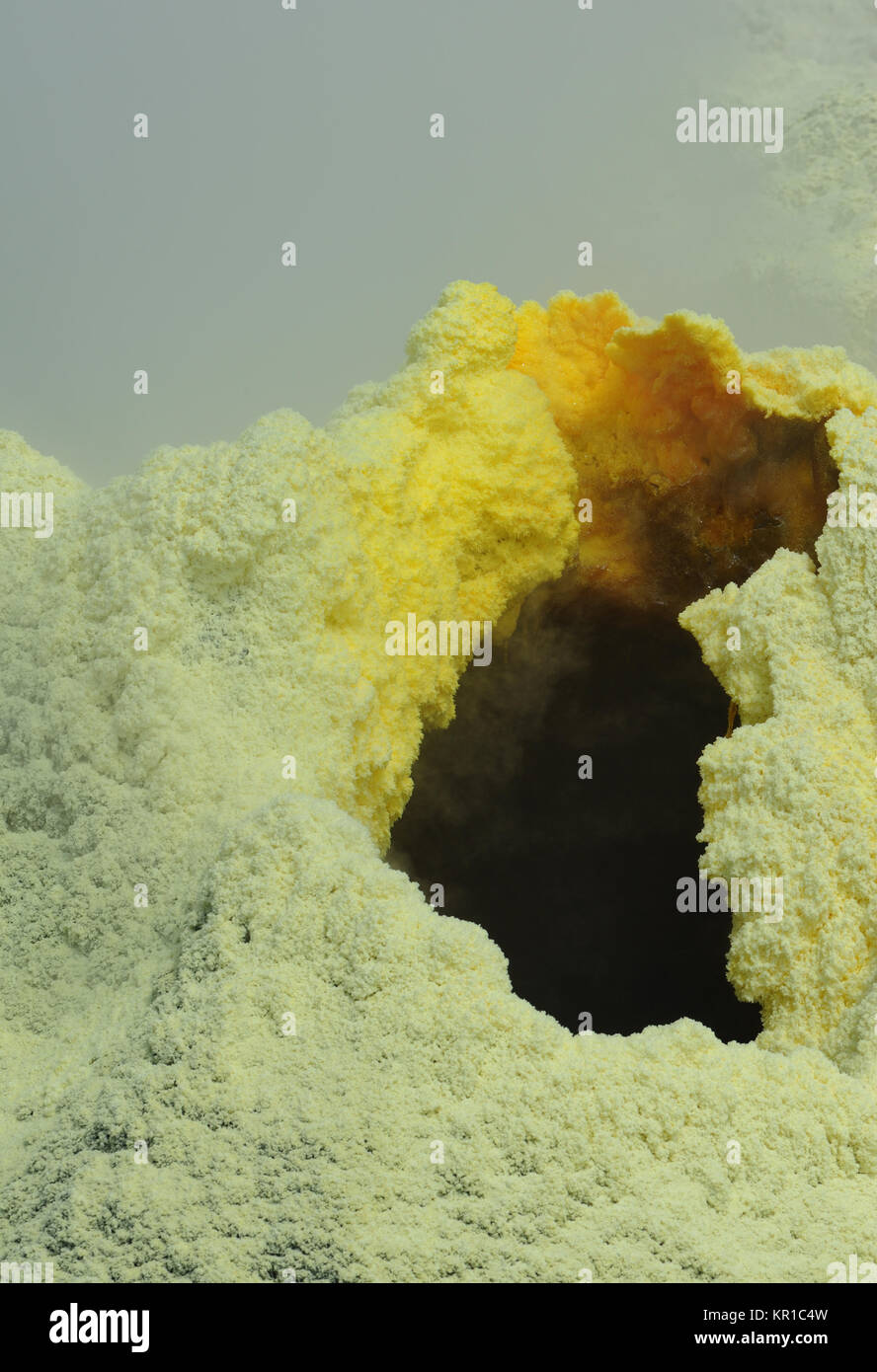 Active fumaroles and deposits of sulphur within the caldera of the ...