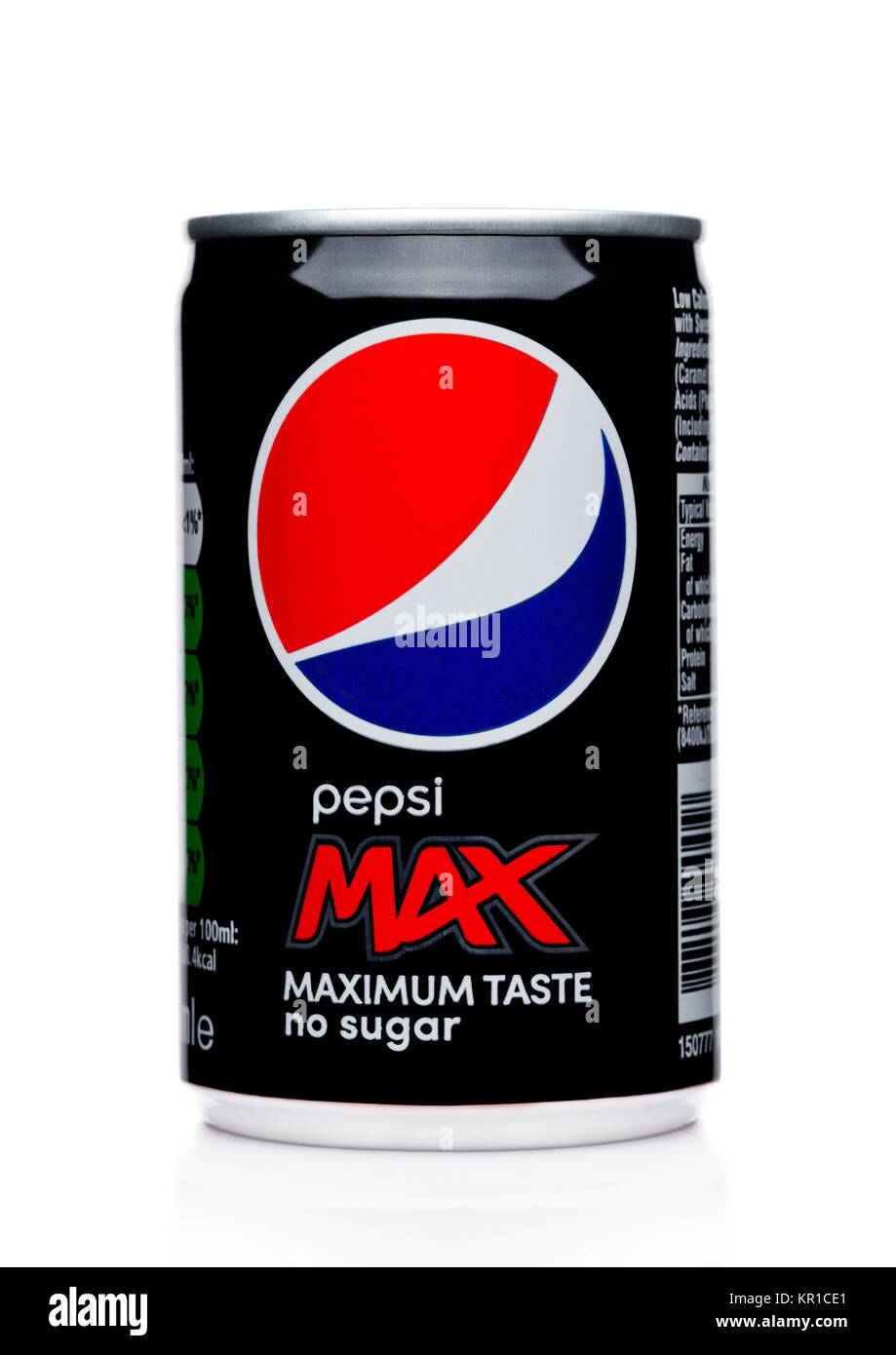 LONDON, UK - DECEMBER 15, 2017: Aluminium can of Pepsi Cola MAX soft ...
