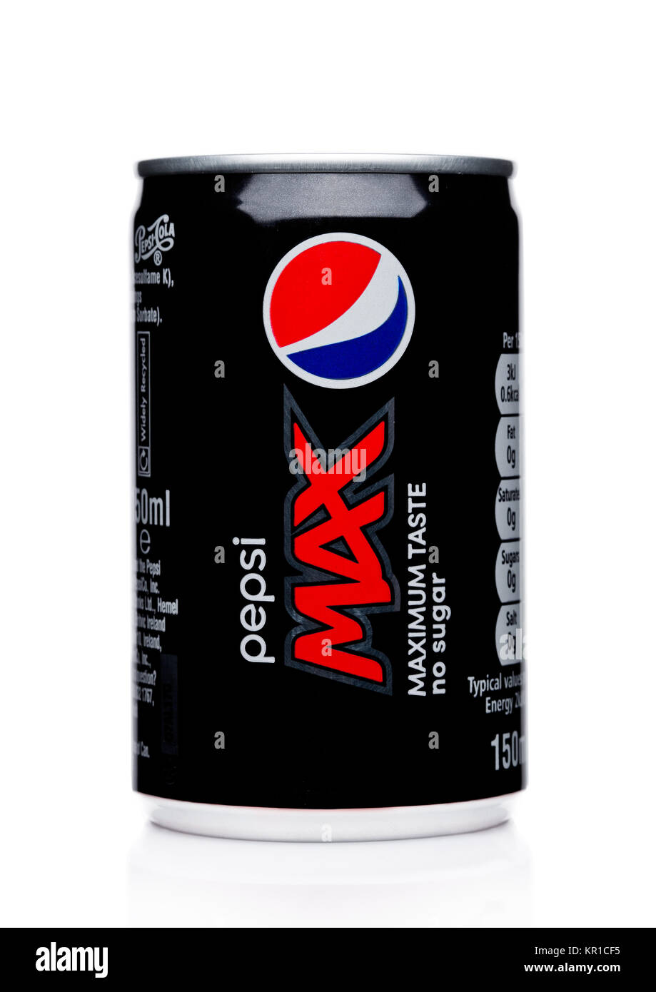 LONDON, UK - DECEMBER 15, 2017: Aluminium can of Pepsi Cola MAX soft ...