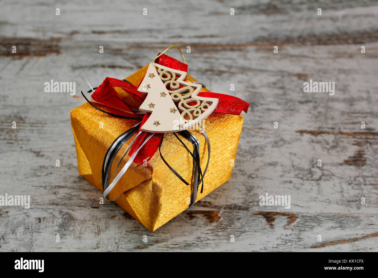 Christmas gift box, with tree shape Stock Photo - Alamy
