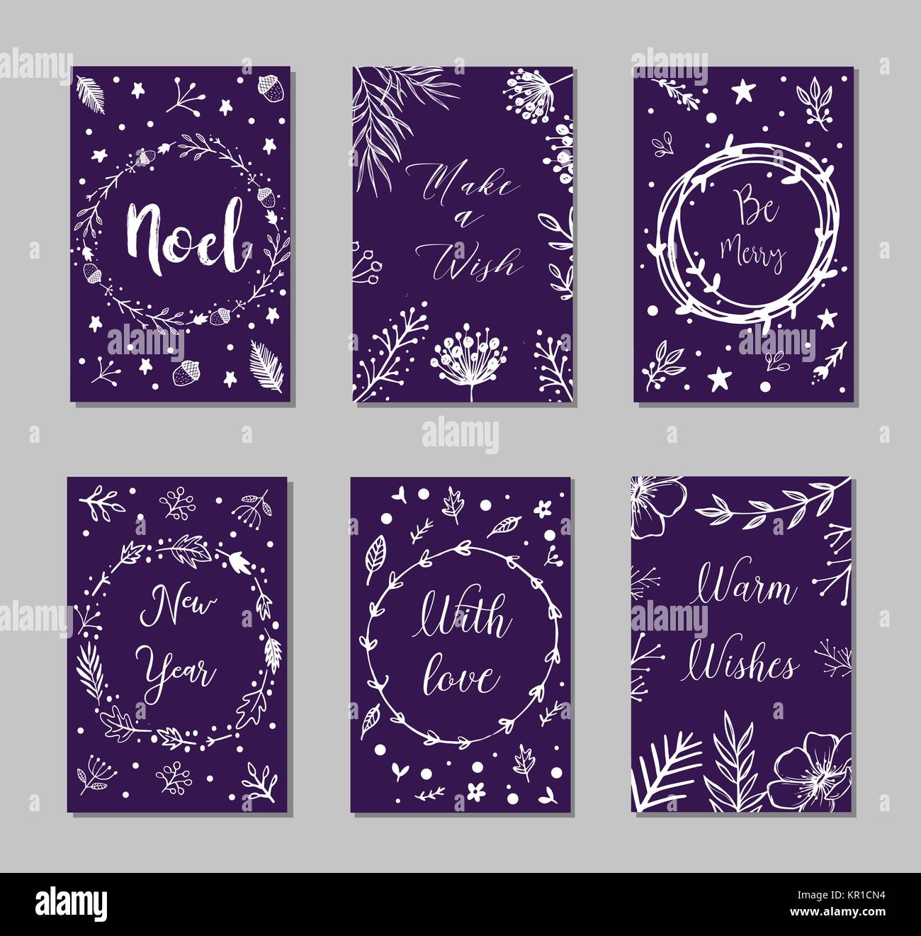 New Year and Merry Christmas decorative inscriptions.Typography set.The ...