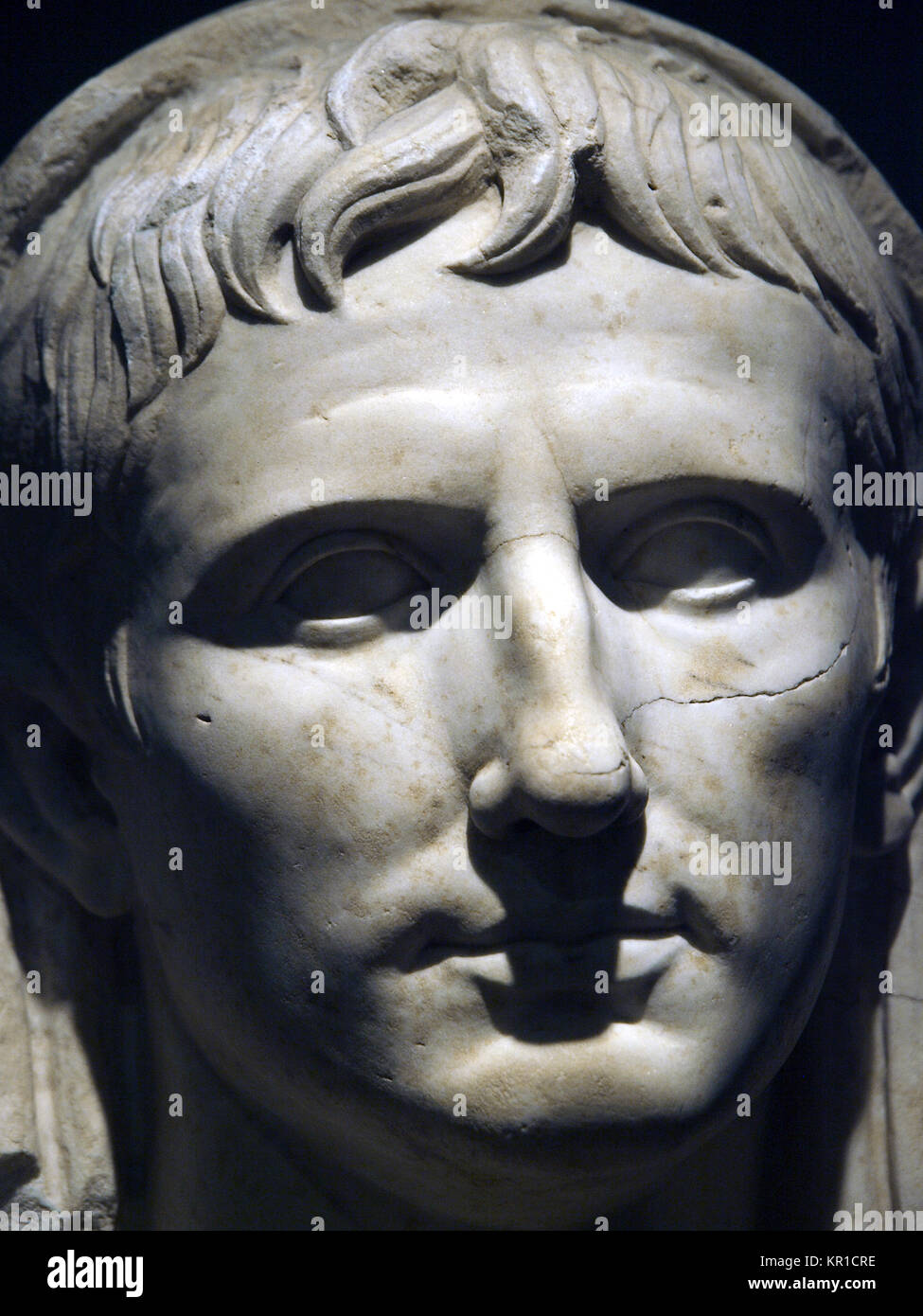 Marble portrait of young Augustus /"veiled head"/ . From the Orto ...