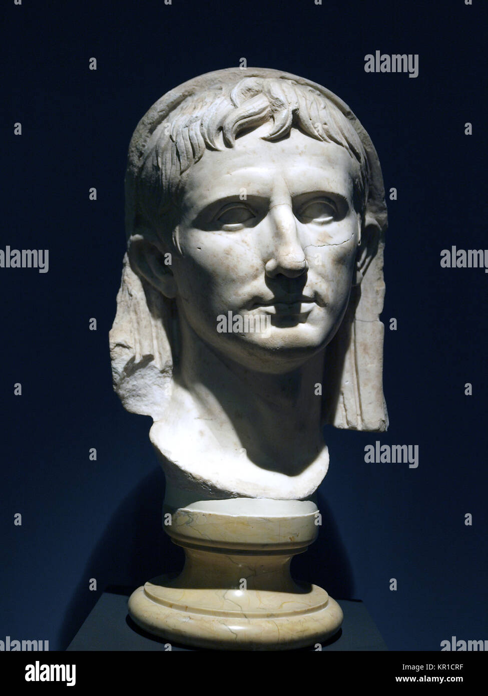 Marble portrait of young Augustus /"veiled head"/ . From the Orto ...