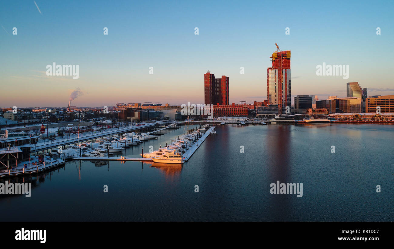 Baltimore, Maryland, USA; 16th December 2017: After a brief snowfall ...