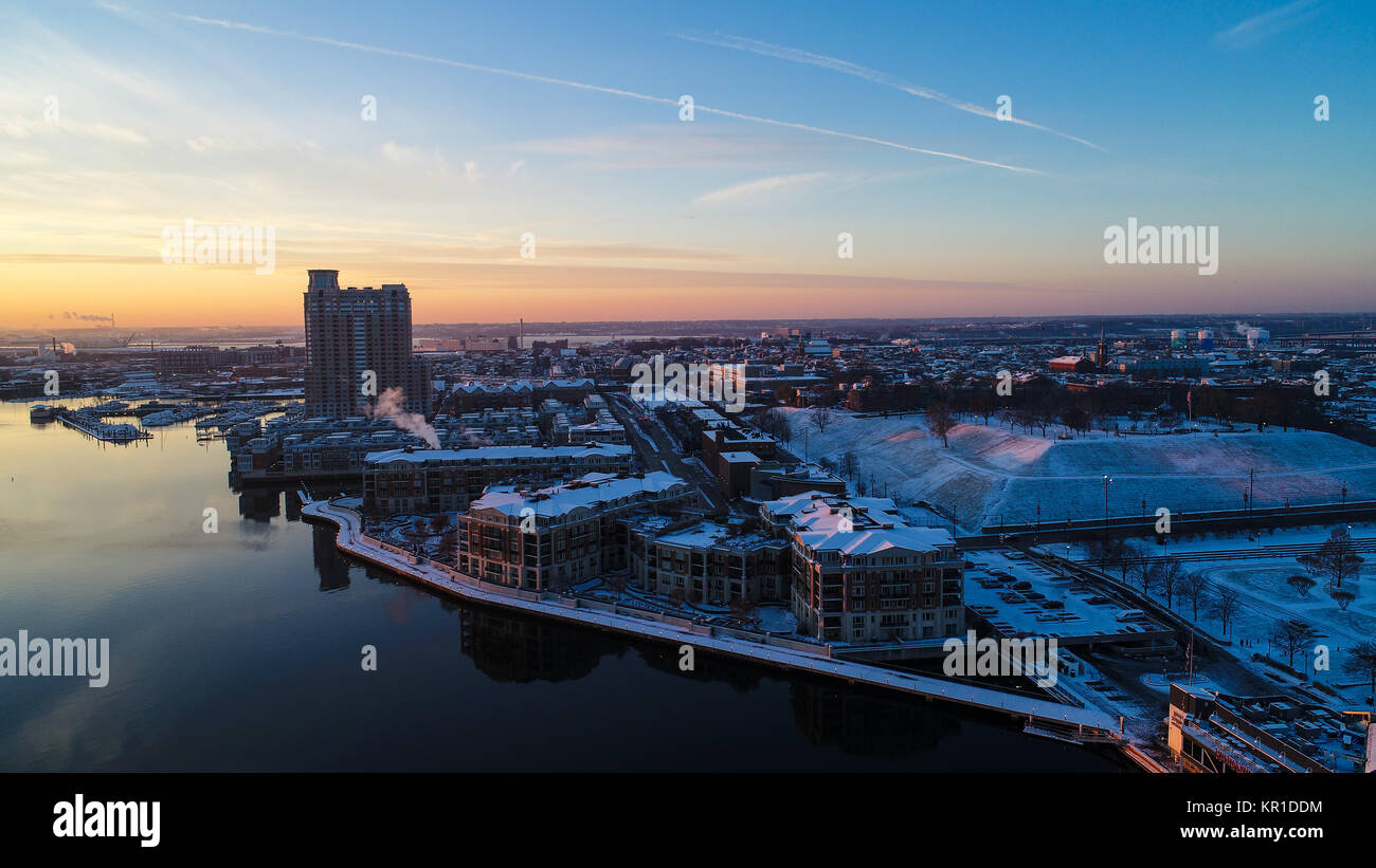Baltimore, Maryland, USA; 16th December 2017: After a brief snowfall ...