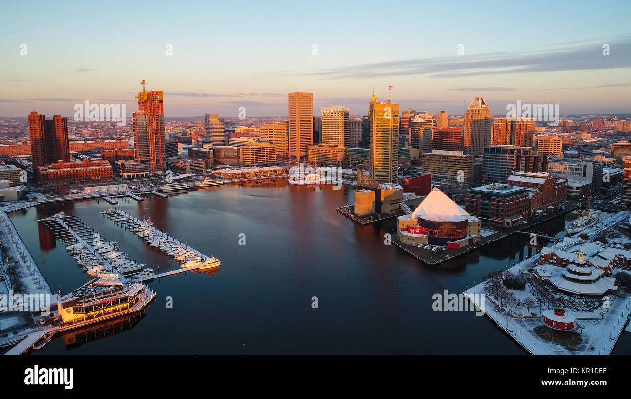 Baltimore, Maryland, USA; 16th December 2017: After a brief snowfall ...