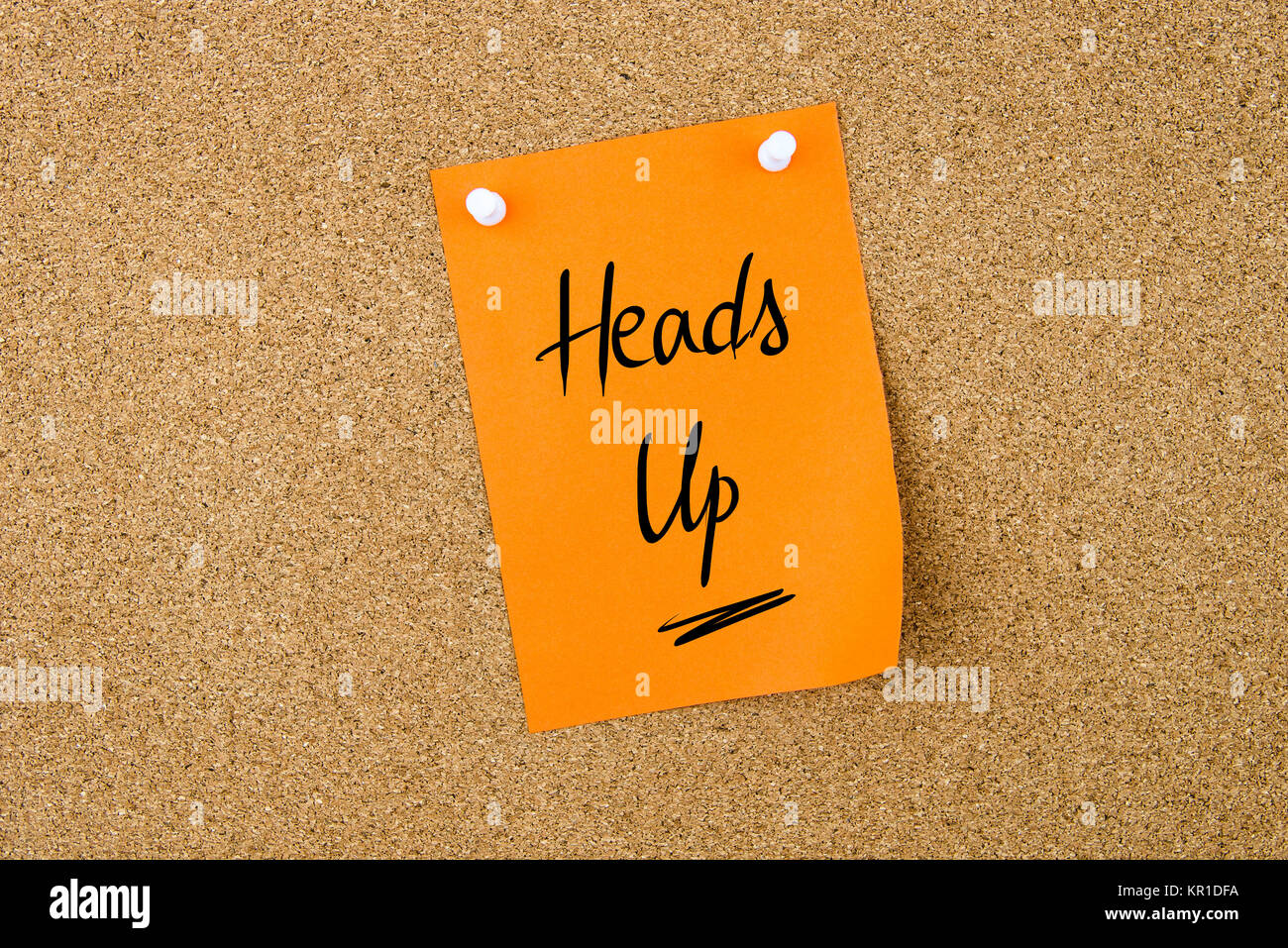 Heads Up written on paper note Stock Photo - Alamy