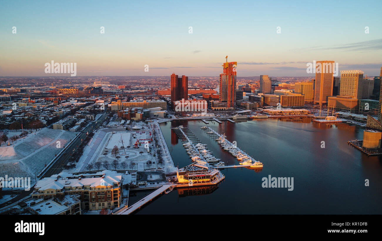 Baltimore, Maryland, USA; 16th December 2017: After a brief snowfall ...