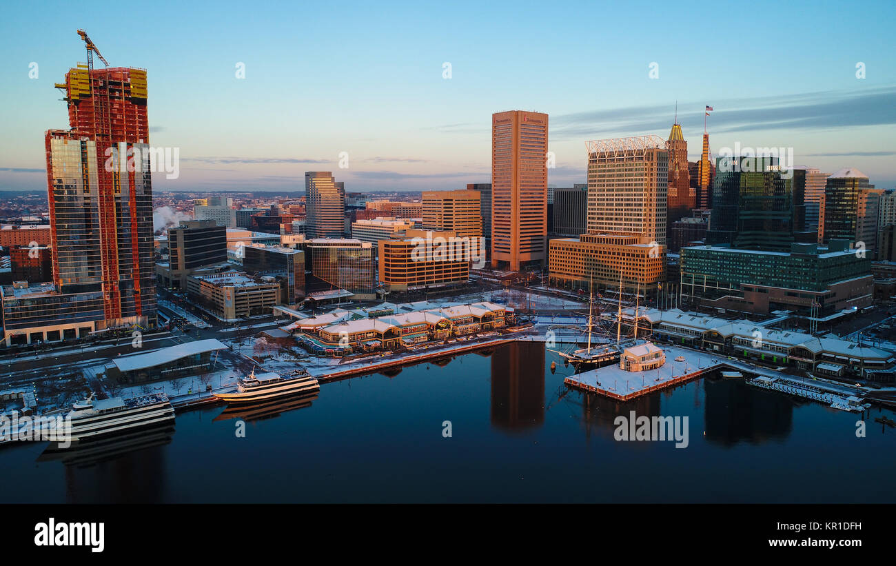 Baltimore, Maryland, USA; 16th December 2017: After a brief snowfall ...