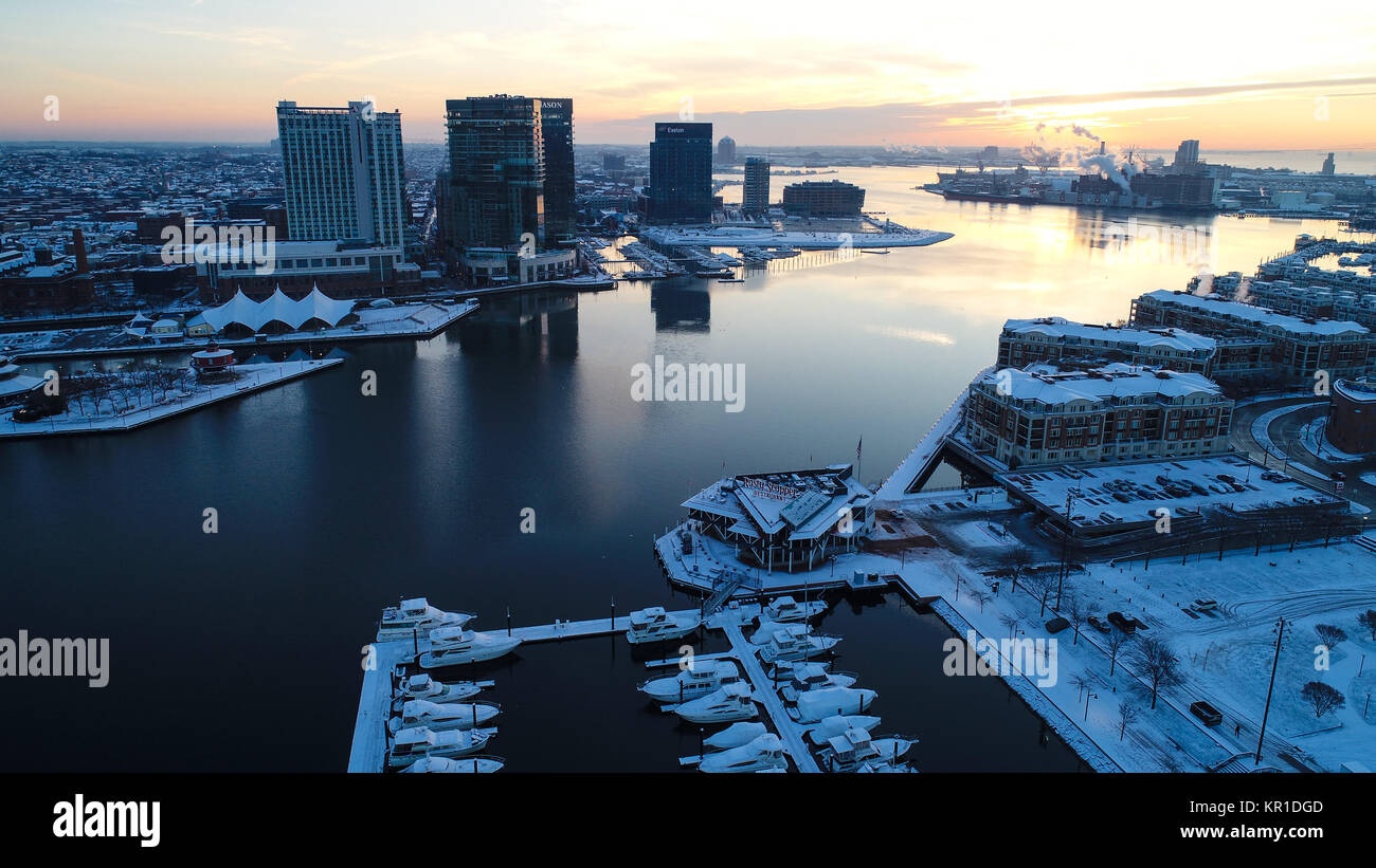 Baltimore, Maryland, USA; 16th December 2017: After a brief snowfall ...