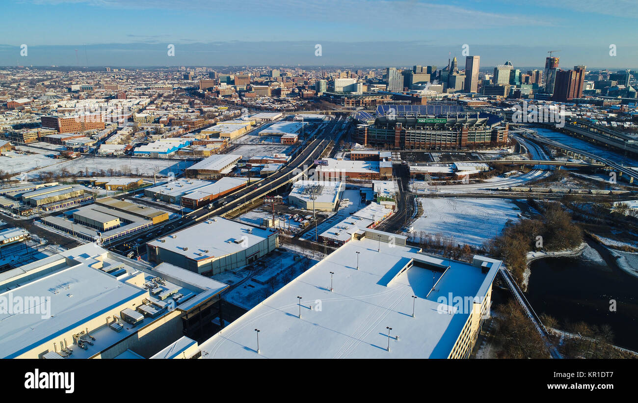 Baltimore, Maryland, USA; 16th December 2017: After a brief snowfall ...