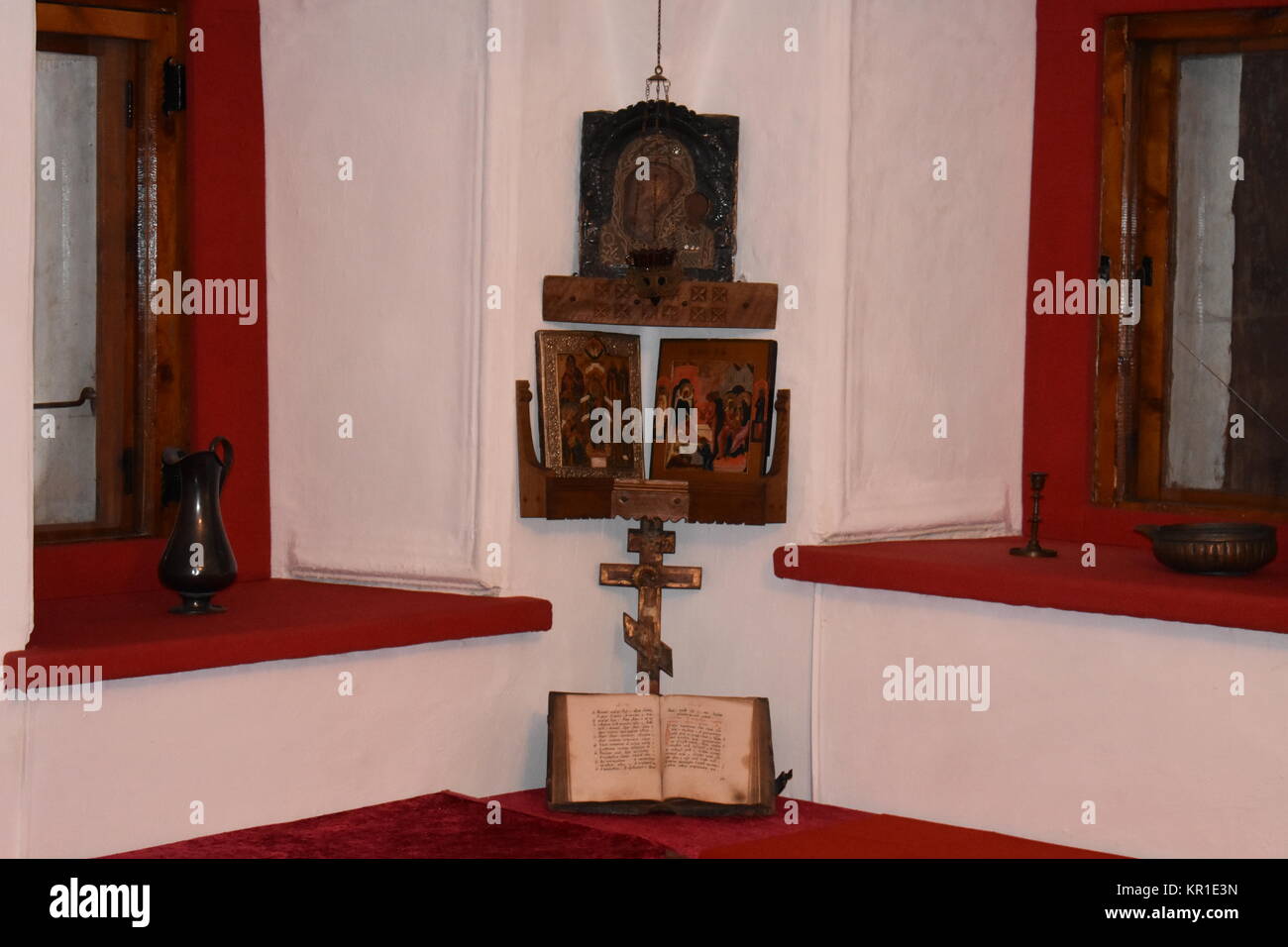 Icon corner (red corner) in the old russian manor Stock Photo - Alamy