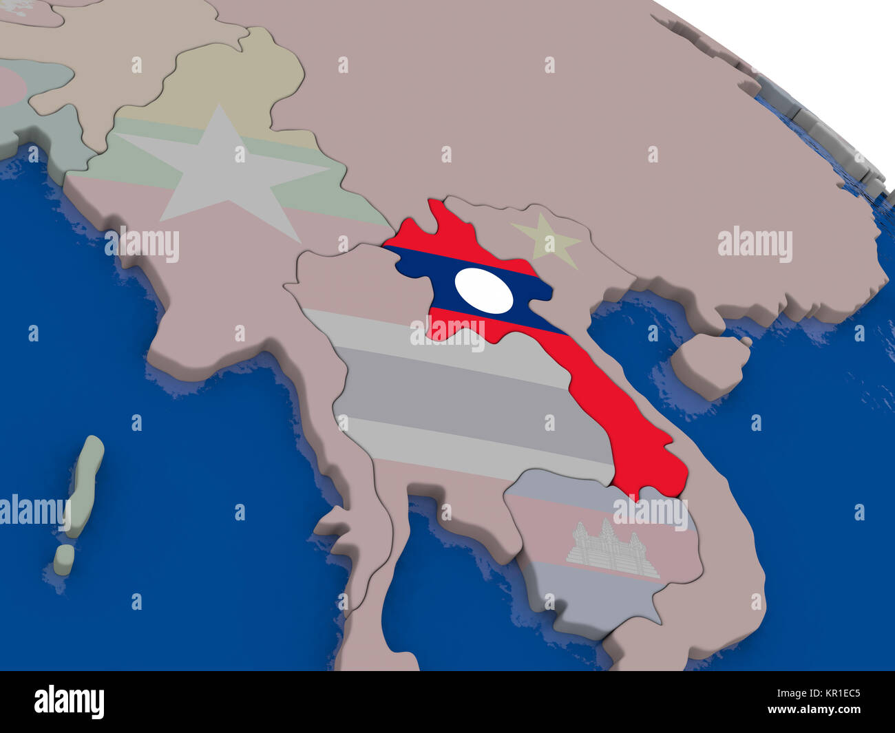 Flag map laos 3d hi-res stock photography and images - Alamy