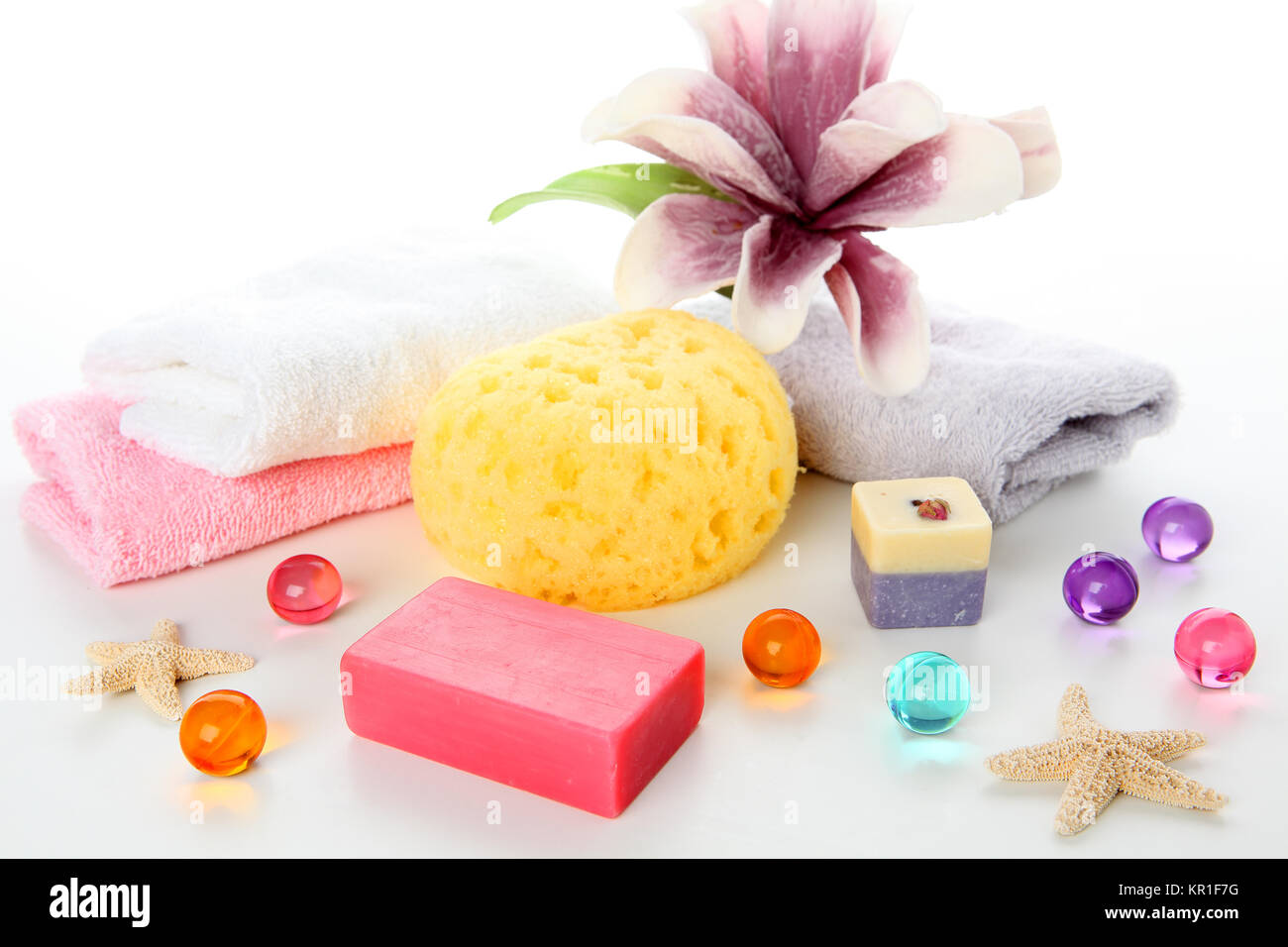 Bathing towel soap sponge hi-res stock photography and images - Alamy