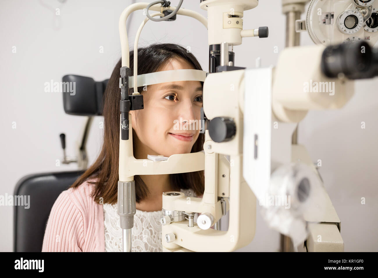 Young woman is having eye exam Stock Photo - Alamy