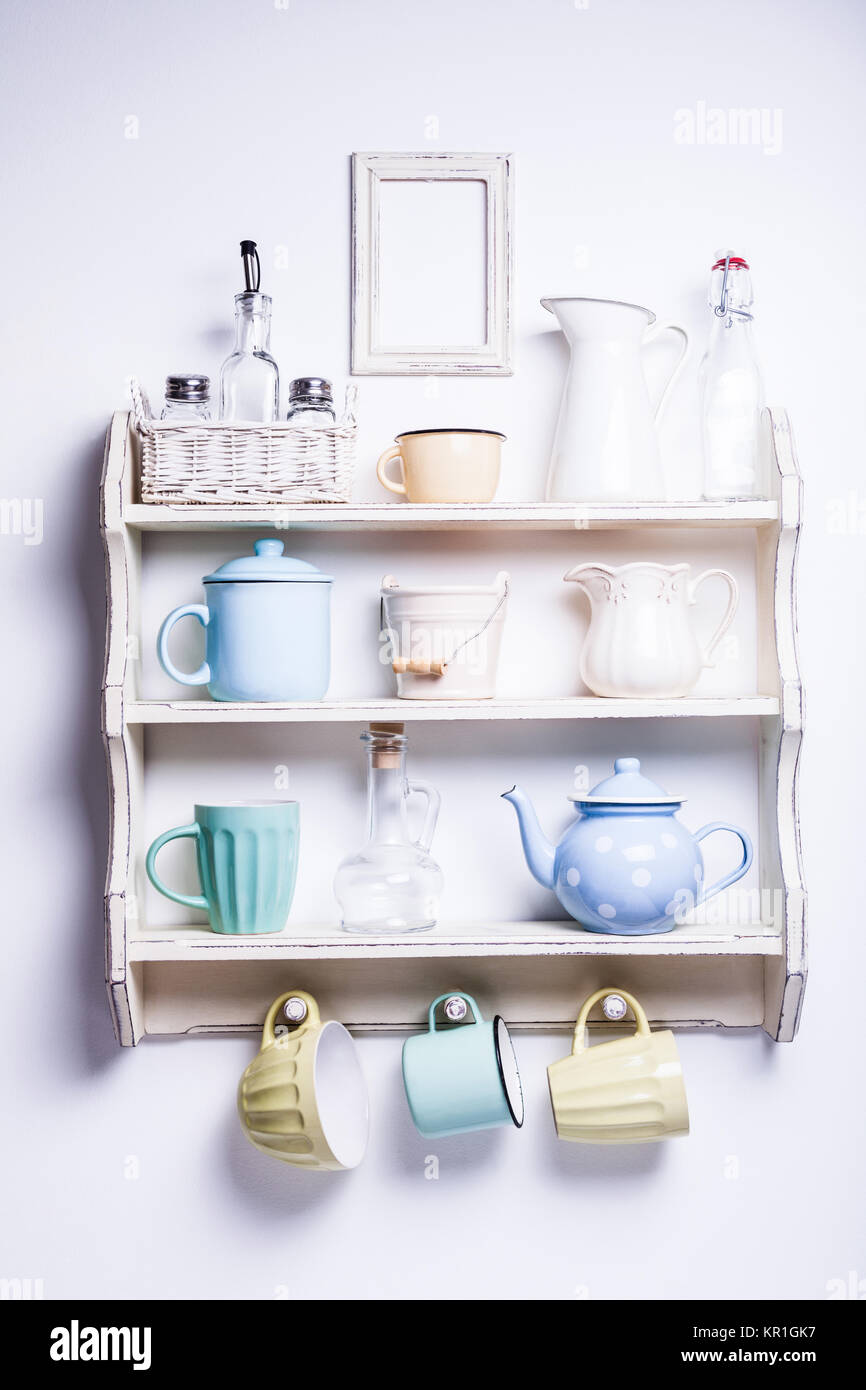 Vintage shelf wall Stock Photo - Alamy