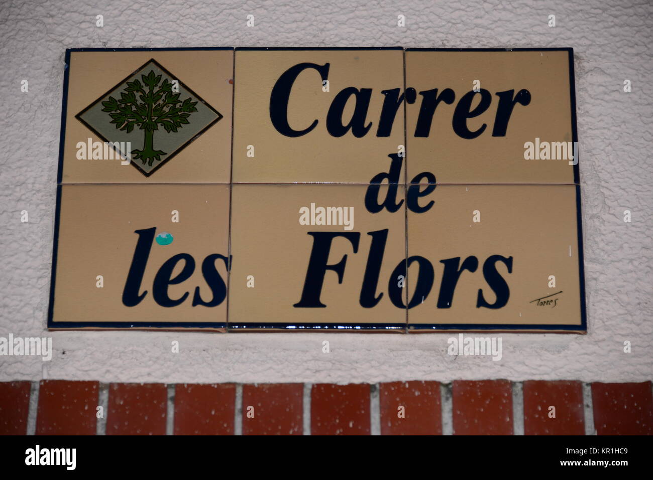 facades of the house,lloret de mar,girona province,street signs Stock ...
