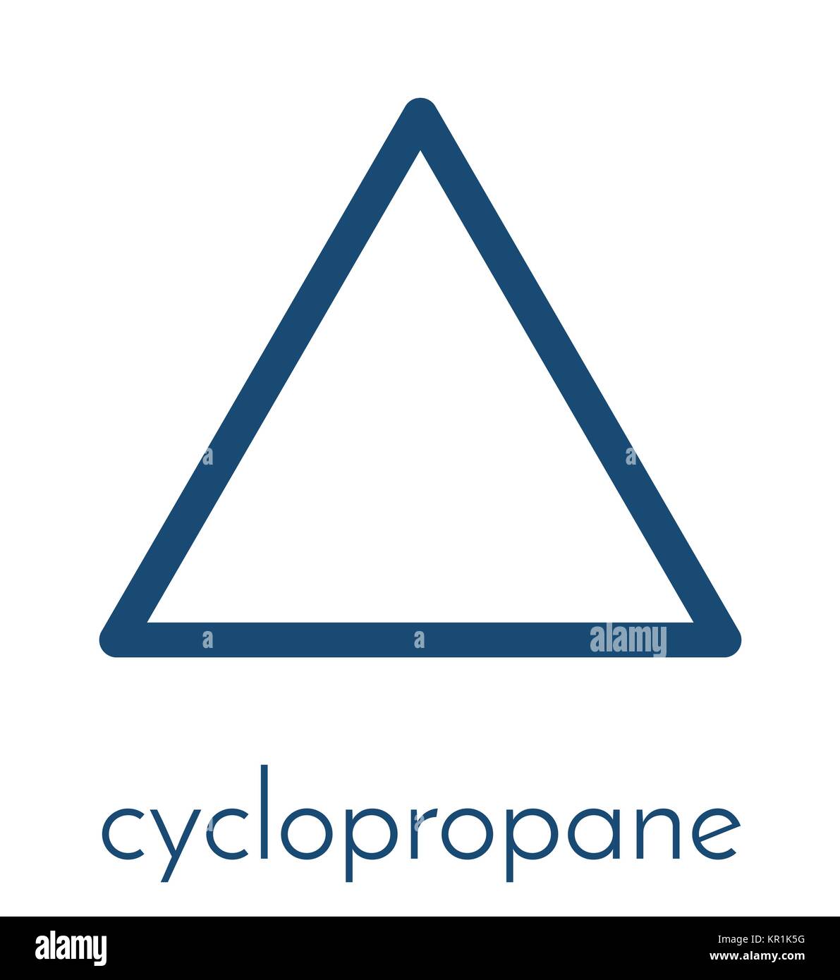 Cyclopropane cycloalkane molecule. Used as anaesthetic. Skeletal ...