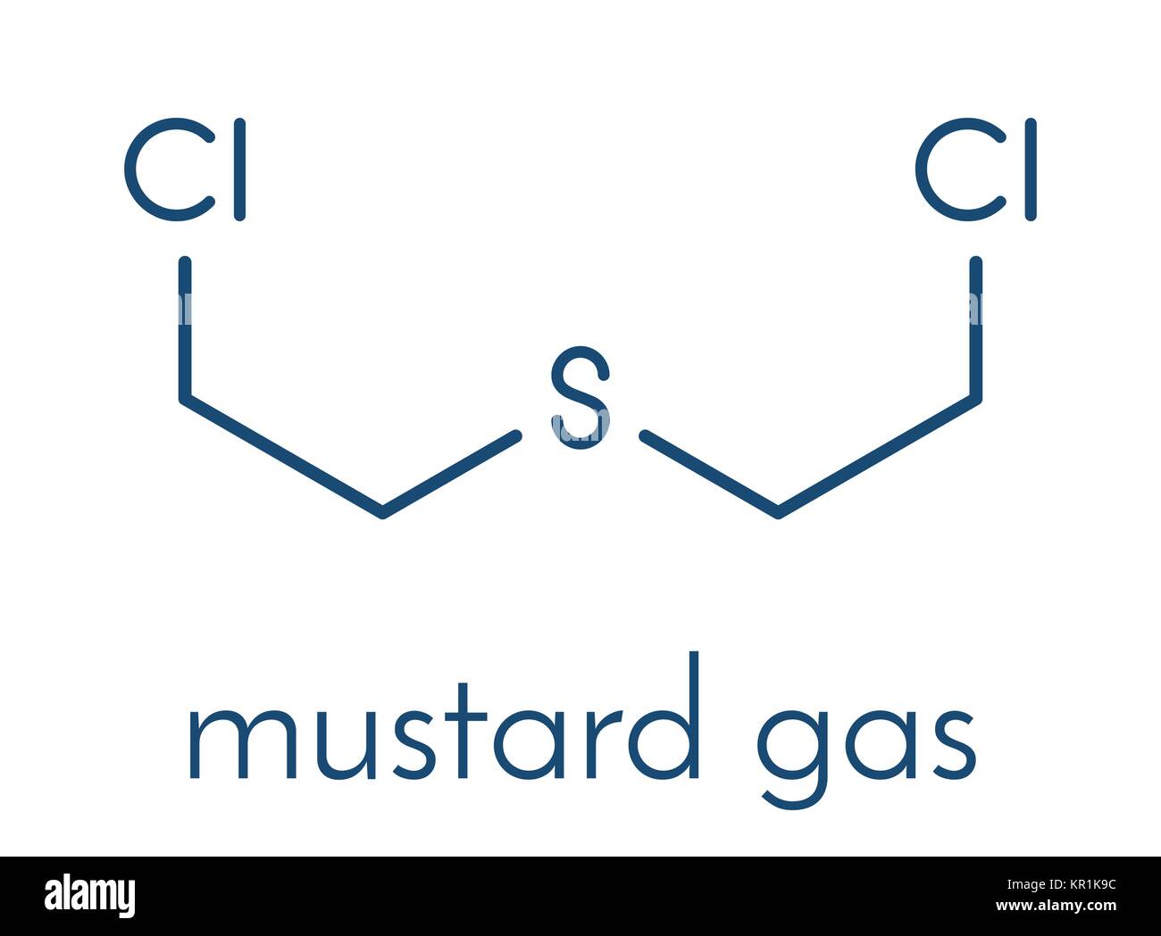 Sulfur mustard or bis(2-chloroethyl) sulfide molecule. Also known as ...