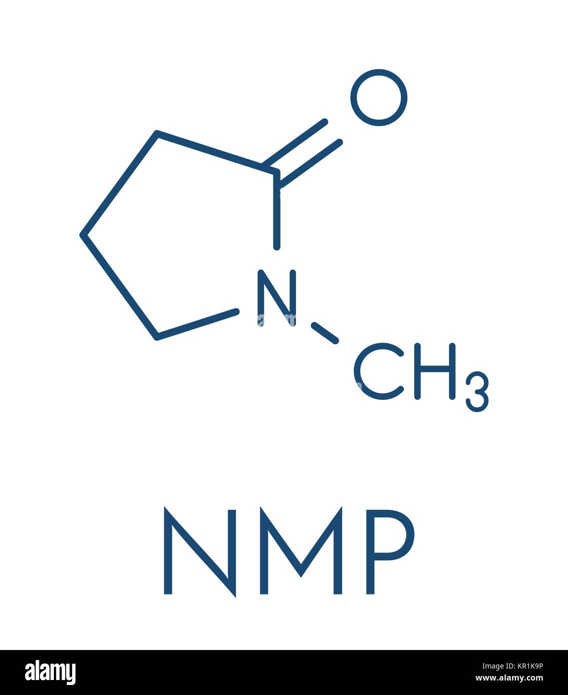 N-methyl-2-pyrrolidone (NMP) chemical solvent molecule. Skeletal ...