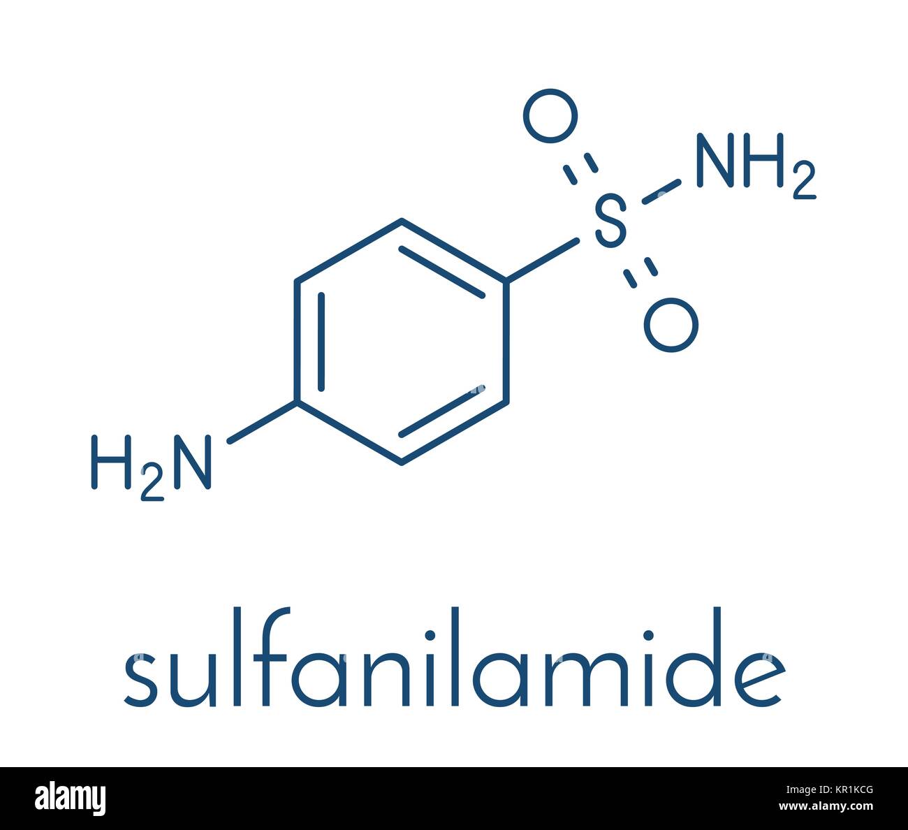 Sulfanilamide (sulphanilamide) sulfonamide antiobiotic molecule. One of ...