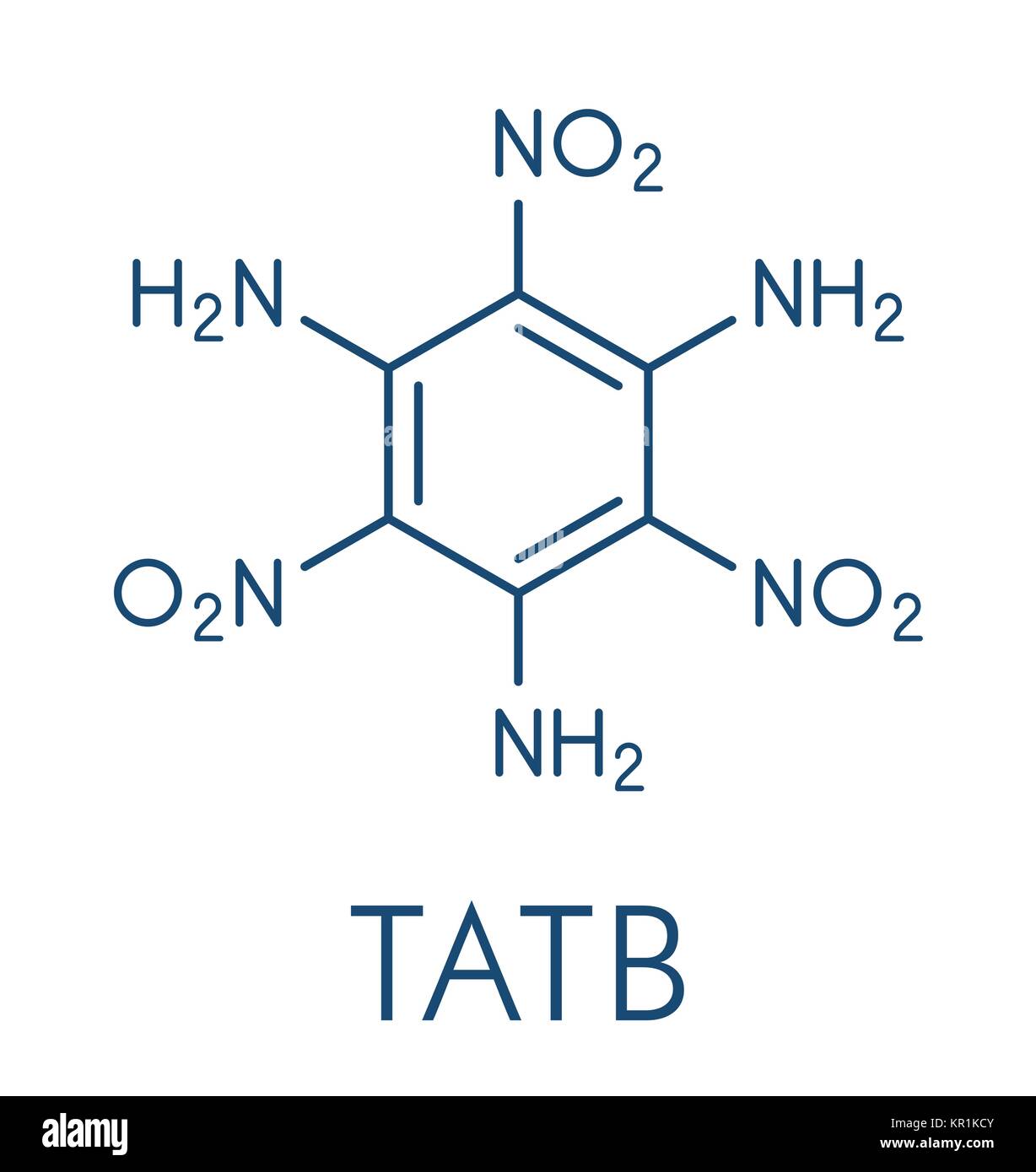 Triaminotrinitrobenzene (TATB) explosive molecule. Skeletal formula ...