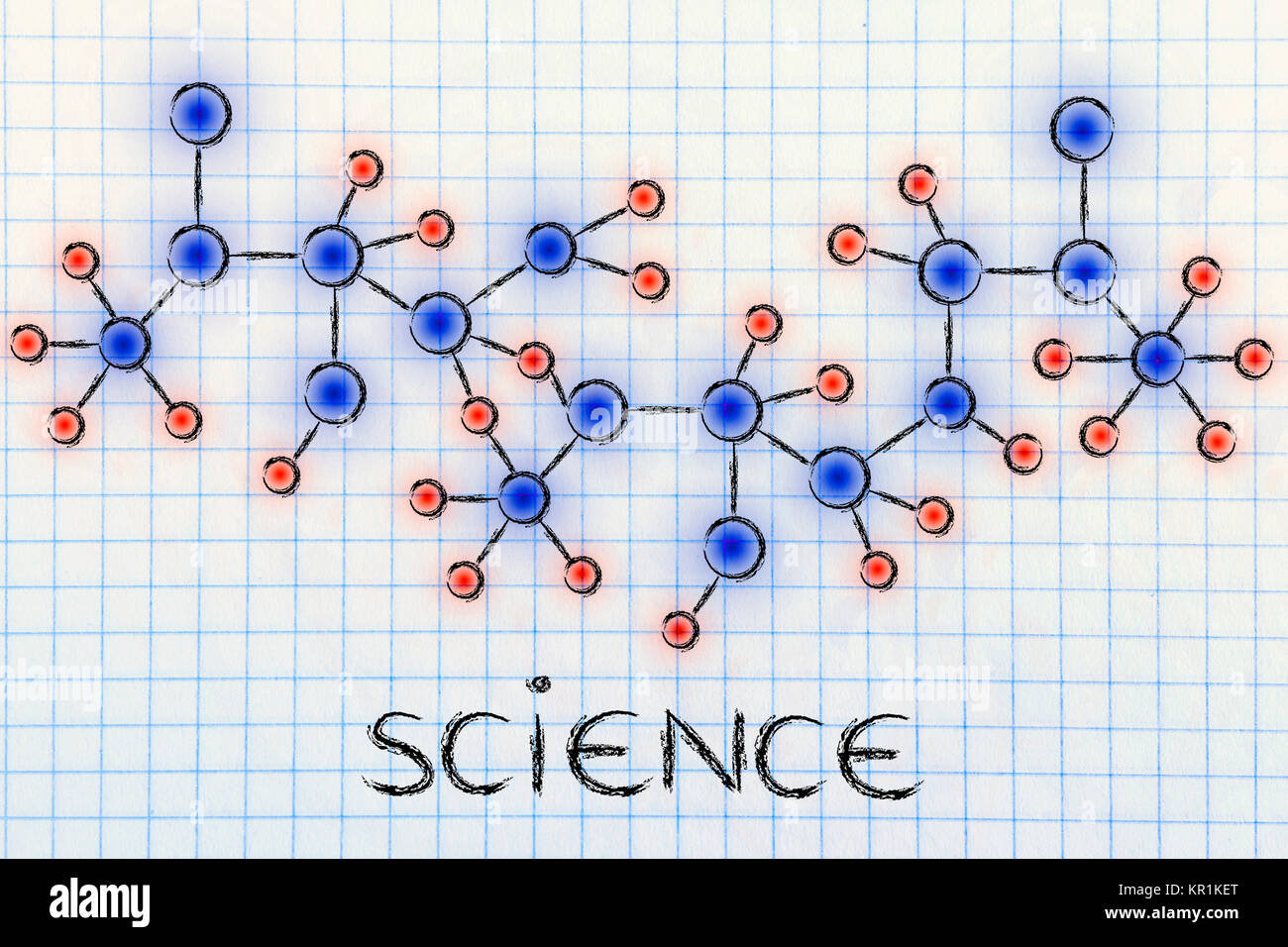 molecule inspired illustration with text Science Stock Photo - Alamy