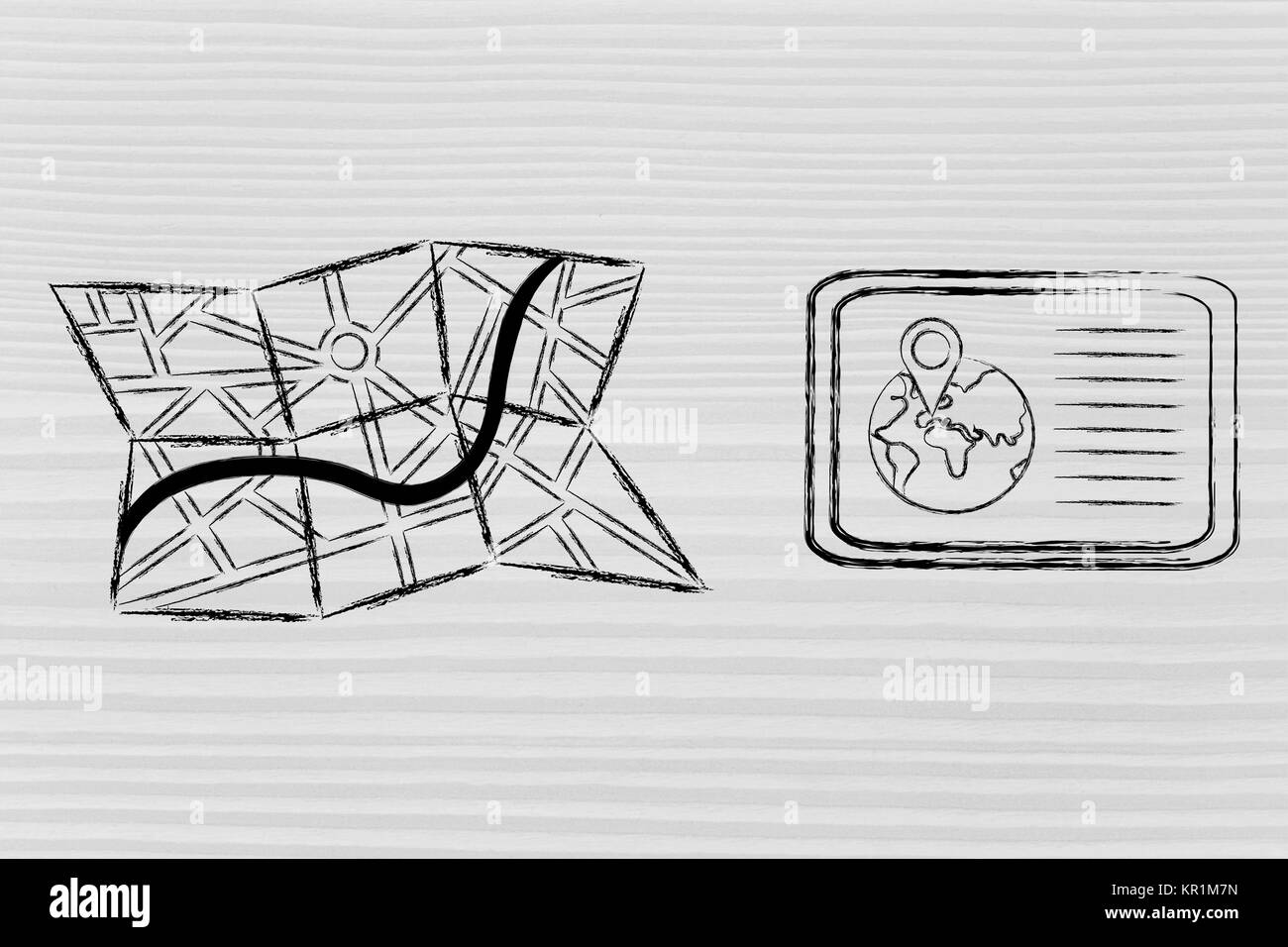 Driving mobile map Black and White Stock Photos & Images - Alamy