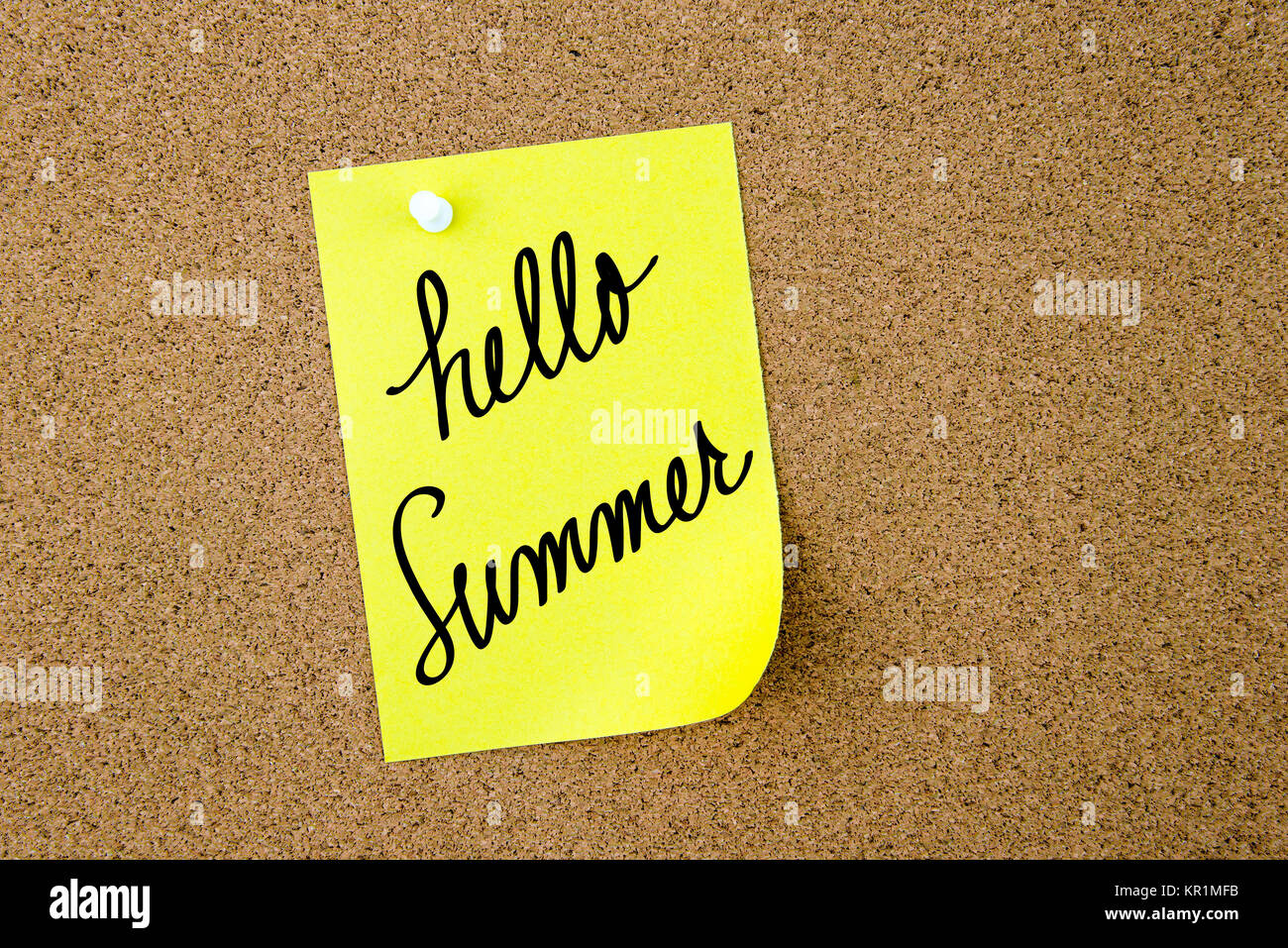 Hello Summer written on yellow paper note Stock Photo - Alamy