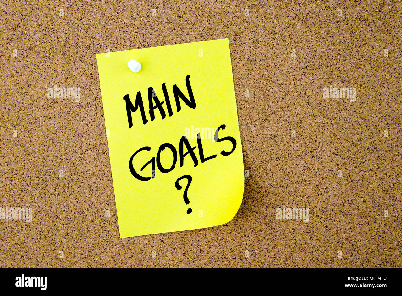 Main Goals ? written on yellow paper note Stock Photo - Alamy