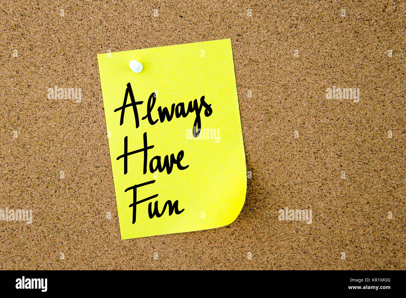 AHF Always Have Fun written on yellow paper note Stock Photo - Alamy
