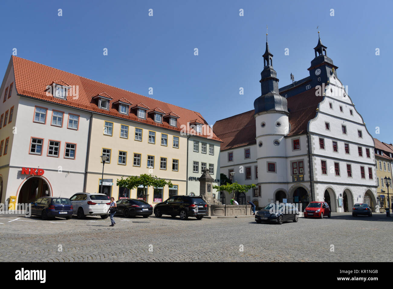 City hall, marketplace, Hildburghausen, Thuringia, Germany, Rathaus ...