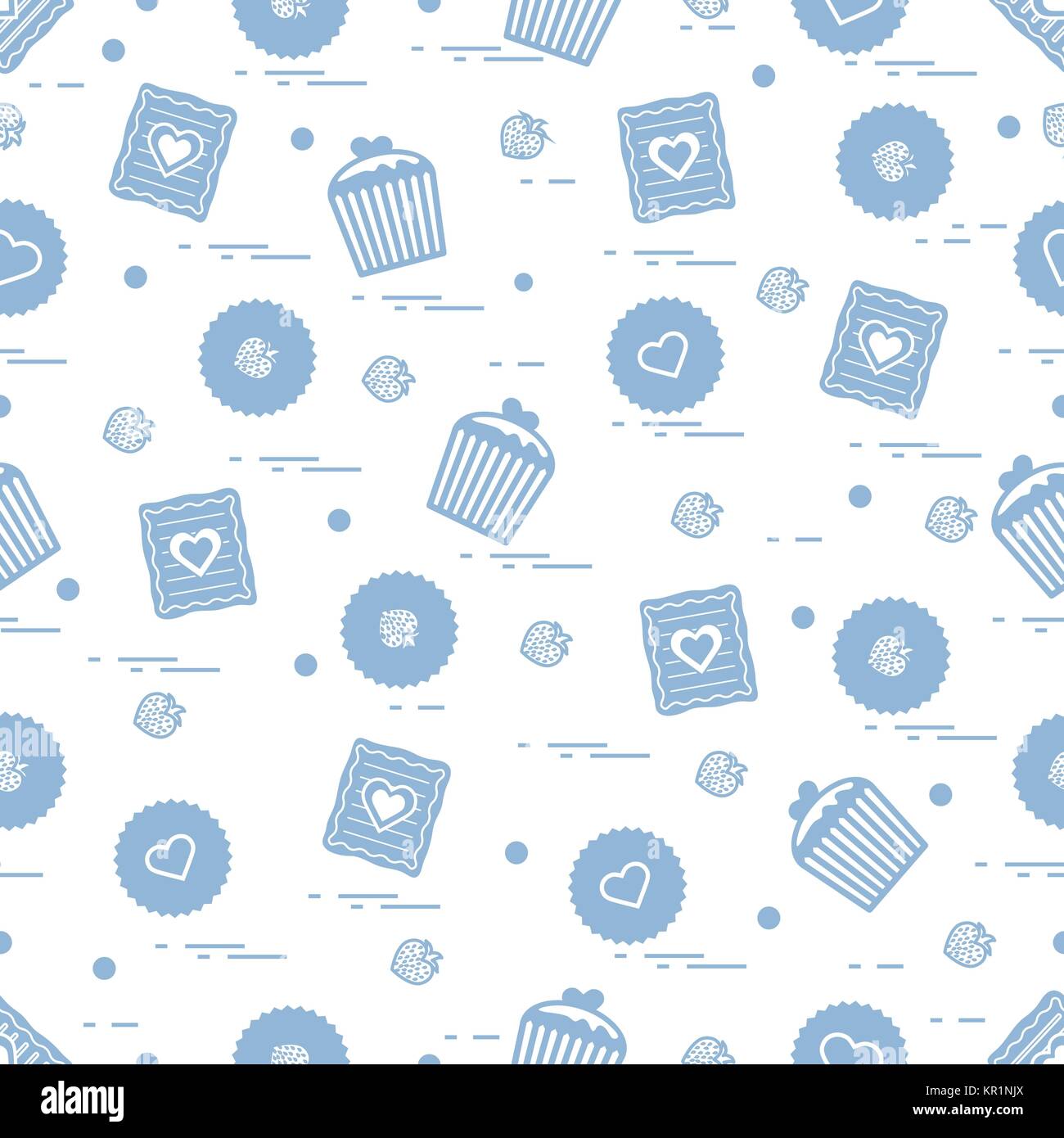 Cute seamless pattern with different romantic sweets. Love concept ...