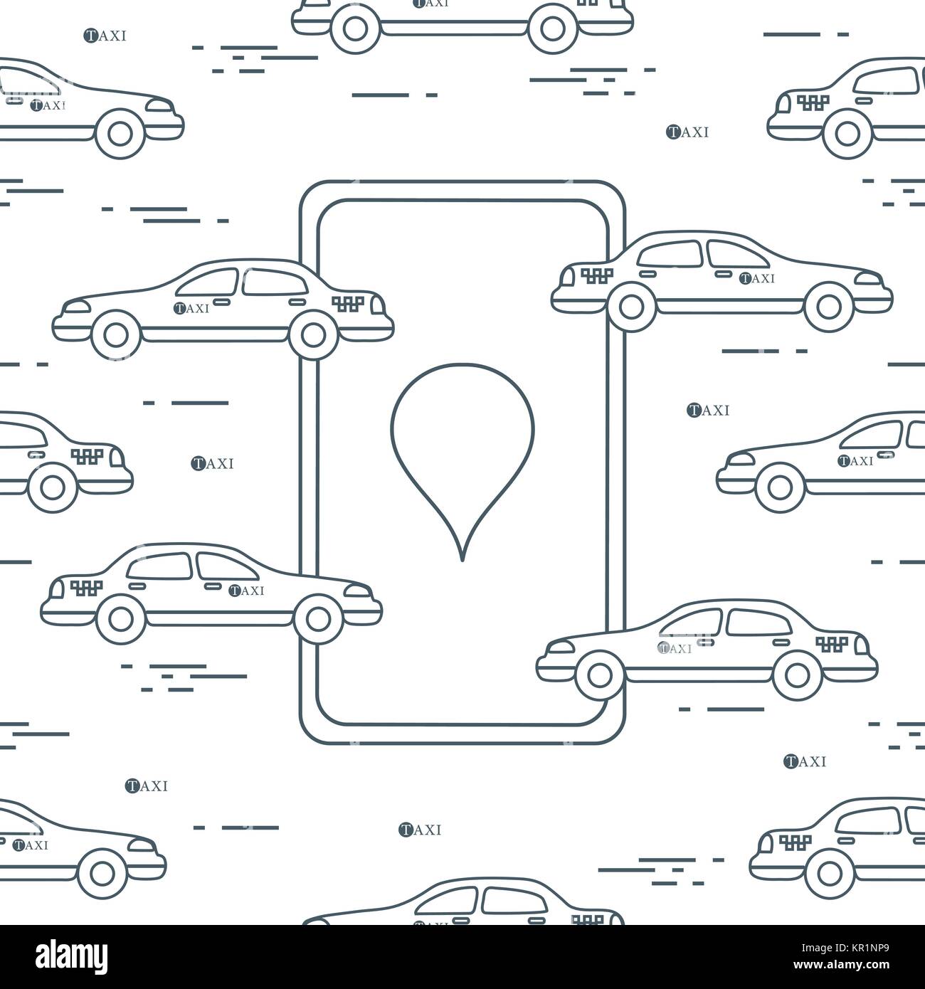 Taxi pattern with taxi mobile app. Design for announcement ...