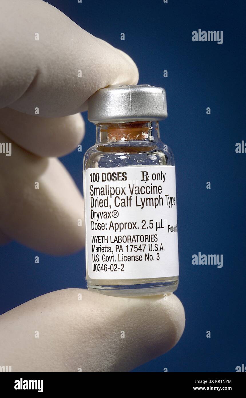 A vial of Dryvax{R} dried calf lymph type smallpox vaccine, which is ...